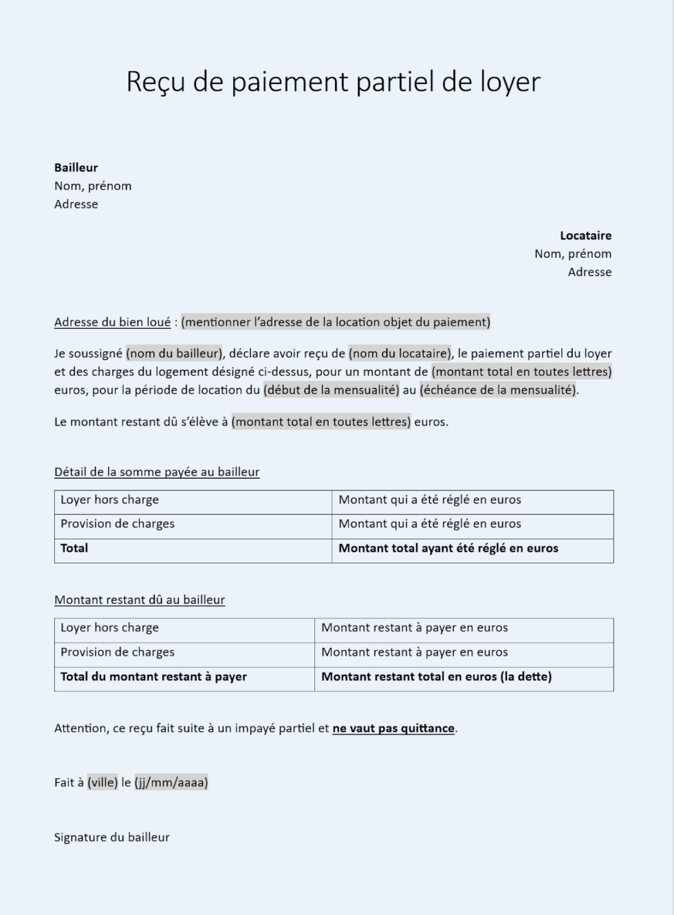Propriétaire : faut-il délivrer une quittance de loyer partielle à son ...
