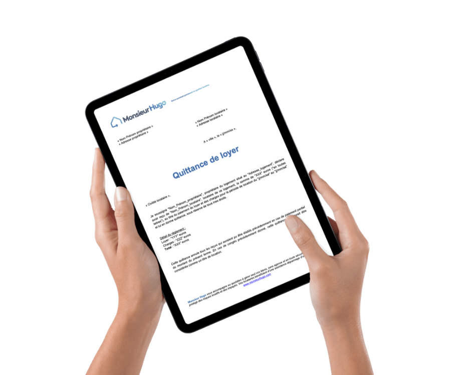 Modèle Gratuit - Modèle Quittance de Loyer PDF/WORD - Monsieur Hugo
