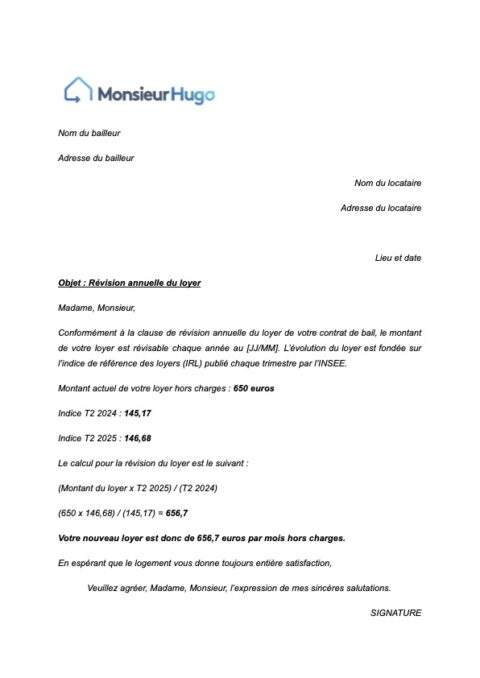 Postmodele De Lettre Augmentation Loyer